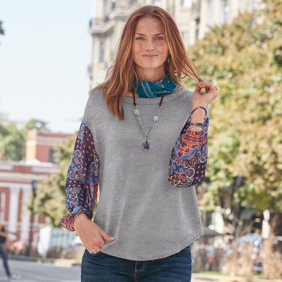 Sundance | Tops | Sundance Waffle Thermal Top With Sheer Sleeves | Poshmark